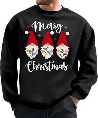 Generic 2024 Hauts de Noël pour hommes sweatshirts imprimés chemises en tricot occidental vintage imprimé fermeture éclair sweatshirt pour homme chaud basique