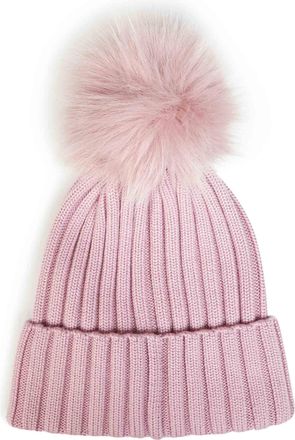 Moncler L20933B00039M1131518 Virgin Wool Ribbed Knit Beanie - Pink