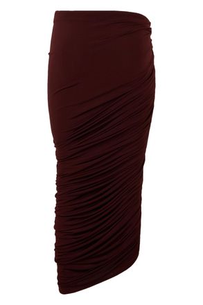Magda Butrym Womens Midi Asymmetric Skirt Burgundy Viscose