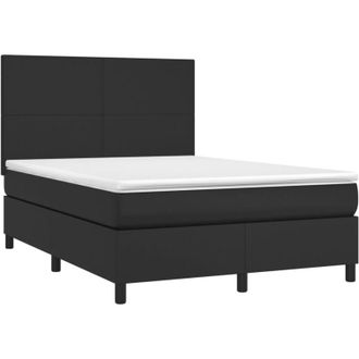 vidaXL Vidaxl - Boxspringbett mit Matratze Schwarz 140x200 cm Kunstleder