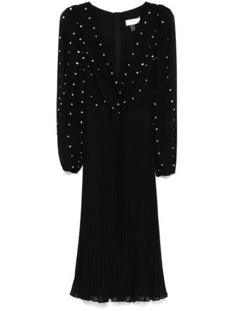 Nissa Chiffon-Midikleid mit Kristallen - Schwarz