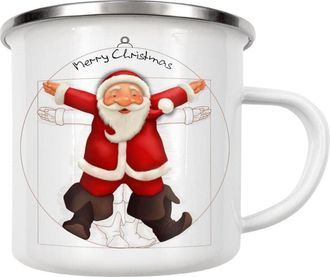 artboxONE Emaille Tasse Vitruvian Santa Claus von GiordanoAita - Emaille Becher Festivals