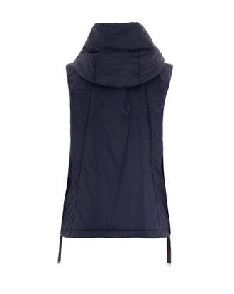 Max Mara Womens Short Hooded Gilet Midnight Blue Polyester Waistcoats & Gilets