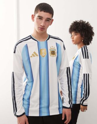 adidas adidas Football Argentina Coupe du monde 26 maillot domicile &agrave; manches longues &agrave; rayures bleues-Blanc