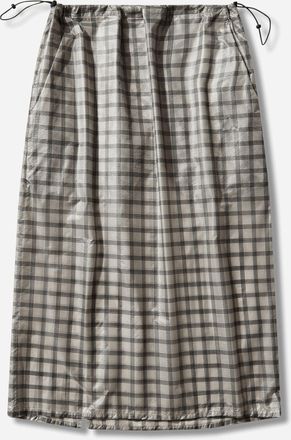 Roa Women s Nia See Through Printed Check Mid Skirt White