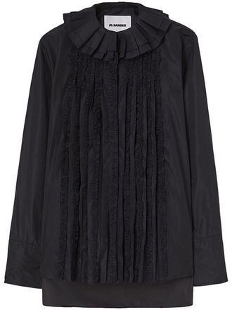 Jil Sander blouse &agrave; col volant&eacute; - Noir