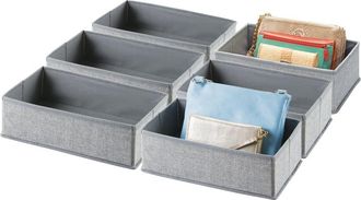 mDesign 6er-Set Aufbewahrungsbox - praktischer Schubladen Organizer für Wäsche, Accessoires und Schmuck - Faltbare Stoffbox aus atmungsaktiver Kunstfaser - gr