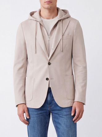 Eleventy Blazer droit en laine et tissu technique avec un empi&egrave;cement &agrave; capuche zipp&eacute;