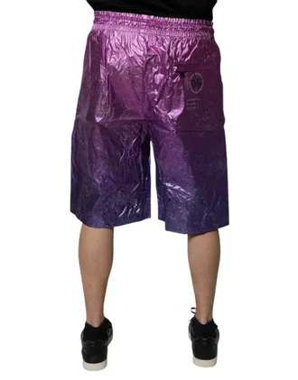 Dolce & Gabbana Metallic Nylon Bermuda Shorts - Purple