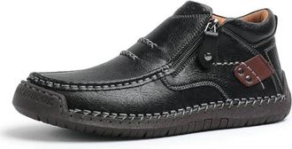 Generic Bottes de conduite &agrave; enfiler en cuir de qualit&eacute; sup&eacute;rieure pour homme - Fermeture &eacute;clair lat&eacute;rale - Chaussures orthop&eacute;diques pour la conduite et la ra