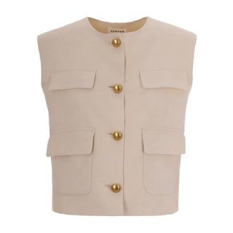 P.A.R.O.S.H. P.a.r.o.s.h., Femme, Vestes, Beige, Taille: 38 FR Gilet Ras du Cou