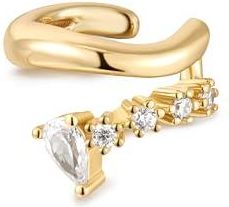 Ania Haie Miss Twinkle, pince de boucles doreilles ouvertes, pour femme, en argent sterling 925 plaqu&eacute; or 14 carats, sertie de 5 zircons, taille 8,5 mm, avec em