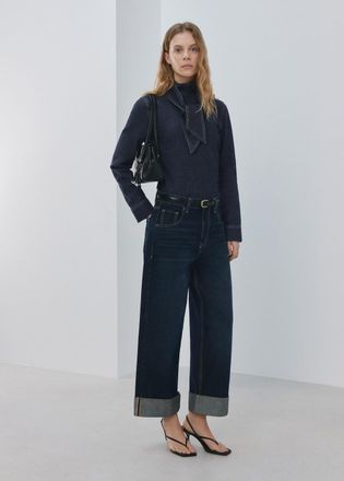 Mango Chemise en denim avec fermeture &agrave; naud bleu fonc&eacute; - Femme - XXS - MANGO