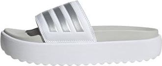 adidas Femme Adilette Platform Slides, Cloud White/Zero Metalic/Grey One, 40.5 EU