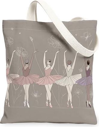 Generic Sacs fourre-tout en toile pour danseuses de ballet, sacs d&eacute;picerie r&eacute;utilisables, &eacute;l&eacute;gants, l&eacute;gers et lavables avec bandouli&egrave;re en toile F, gris, 13x1