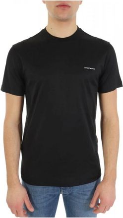 Emporio Armani Homme, Tops, Noir, Taille: XL ASV Lyocell Blend Jersey T-Shirt avec Micro Logo Lettrage