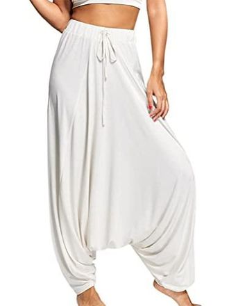 ORANDESIGNE Femme Sarouel Pantalons Bouffants Harem Pantalon Yoga Sarouel Legers Hippie Baggy L&eacute;ger Taille Haute &Eacute;t&eacute; Plage pour Danse Bloomers Aladdin Pantalon A 