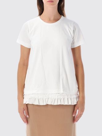Comme Des Gar&ccedil;ons Baumwoll-T-Shirt mit R&uuml;schen und Sch&ouml;&szlig;chensaum