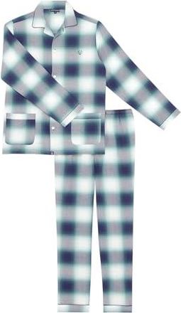 Arthur Pyjama boutonné Homme Liam - Ensemble de Pyjama Homme - Chemise Manches Longues et Pantalon - 100% Flannelle de Coton - Marine - Taille XL