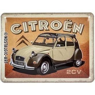 Nostalgic Art Plaque Vintage, Citroen - 2CV - Idée de Cadeau pour Fans de Voitures, en métal, Design Retro pour la décoration, 15 x 20 cm