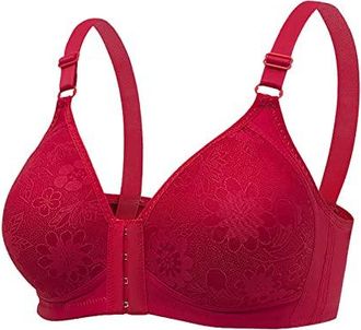 Generic Soutien-gorge 2026 pour femme - Mince &agrave; boutons sur le devant - Sans bordure - Sous-v&ecirc;tements tendance, Rouge, C