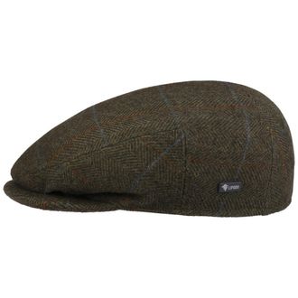 LIPODO Flatcap mit Karomuster Herren | gef&uuml;tterte Schieberm&uuml;tze aus Wolle | Gr&ouml;&szlig;en 49-61 cm | Herrenm&uuml;tze mit Schirm Schirmm&uuml;tze Herbst/Winter, oliv-gr&uuml;n, 61