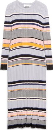 Armedangels Damen Strickkleid aus Bio-Baumwolle KAAMILA Stripes Regular Fit Misty Morning-deep Rosalilly