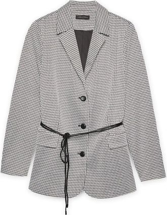 Fiorella Rubino Femme, Vestes, Noir, Taille: 54 FR Blazer pied-de-poule avec ceinture