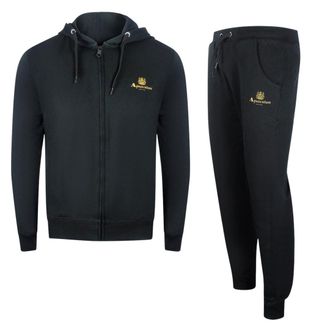 Aquascutum Schwarzes Set Aus Kapuzenpullover Und Trainingshose Mit Rei&szlig;verschluss