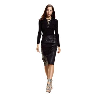 Cynthia Rowley Femme, Jupes, Noir, Taille: 42 FR The London Leather Midi Skirt