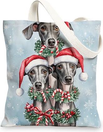 Generic Sac fourre-tout en toile motif l&eacute;vrier de No&euml;l pour faire du shopping, 33 x 38,1 cm, sac &agrave; bandouli&egrave;re r&eacute;utilisable pour femme, peinture danimaux dome