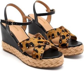 Gioseppo Delafield Sandales compensées type espadrilles pour femme Motif léopard Pointure 39, léopard, 39 EU