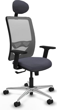 Piqueras y Crespo Hellgrauer Stuhl Zulema mit 2D-Armlehnen, h&ouml;henverstellbarer Lendenwirbelst&uuml;tze und festem Kopfteil, ausgestattet mit Sincro 3 Positionen und Schneide