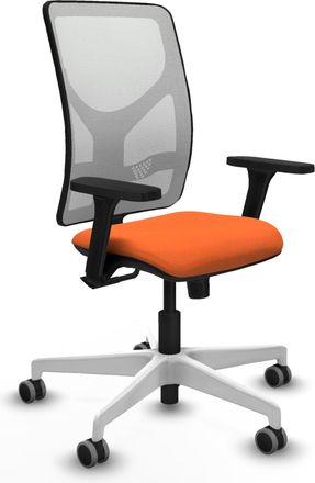 Piqueras y Crespo Stuhl mit leisen Rollen, 3D-Arme, h&ouml;henverstellbare Lendenwirbelst&uuml;tze, ausgestattet mit 3 Positionen und Schneidschaum, Wei&szlig;/Orange