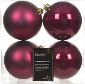 Kaemingk Weihnachtskugeln Kunststoff 10cm 4 Stück - klassisch & bruchsicher - Christbaumkugeln Weihnachtsbaumkugeln für Weihnachten - Christbaumschmuck & Weihn