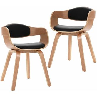 vidaXL Vidaxl - Chaises &agrave; manger lot de 2 bois courb&eacute; et similicuir