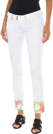 Met Met, Femme, Pantalons, Blanc, Taille: W26 Pantalon Long Réversible avec Passants pour Ceinture