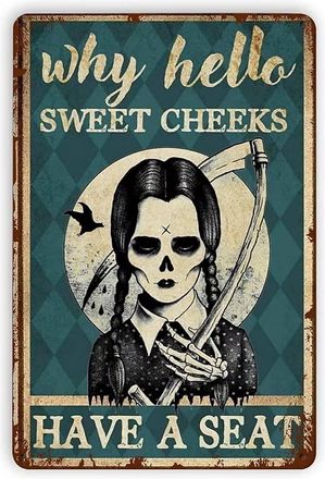 IUBBKI Full Moon Skull Girl Poster Full Moon Skull Miko Blechschild aus Metall, The Moon is Calling and I Must Go Fun Badezimmer Vintage Blechschilder Office