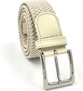 LisaModa Herren Stretch Flechtg&uuml;rtel LM1000 Stretchg&uuml;rtel Stoffg&uuml;rtel Viele Farben (Beige, 100-125)