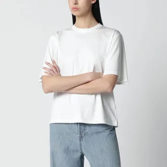 R&oacute;he White oversized cotton and silk T-shirt