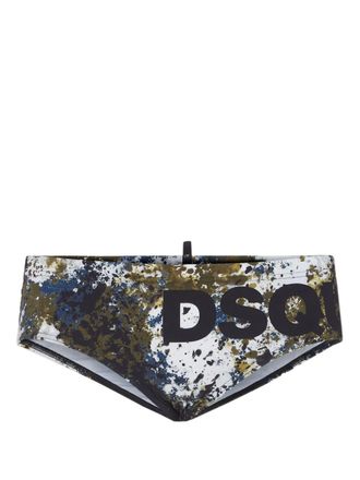 Dsquared2 short de bain à effet taches de peinture - Blanc