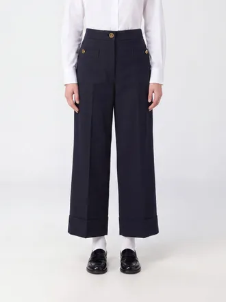 Thom Browne Pantalon court taille haute et jambe large en laine vierge