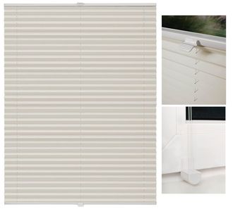 Metablo Plissee nach Ma&szlig; Klemmfix-Plissee ohne Bohren Blickdicht Lichtdurchl&auml;ssig inklusive Klemmtr&auml;ger Plisseerollo f&uuml;r Fenster und T&uuml;r Sichtschutz Vanille B
