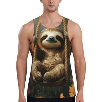 Generic D&eacute;bardeur respirant &agrave; s&eacute;chage rapide sans manches pour homme pour entra&icirc;nement &agrave; la plage S &agrave; 4XL, Fleurs paresseux mignons 15, 3XL