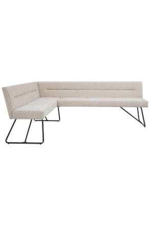 Stylife Eckbank, Schwarz, Beige, Metall, Textil, 5-Sitzer, L-Form, 225x165 cm, seitenverkehrt erh&auml;ltlich, mit R&uuml;ckenlehne, Esszimmer, B&auml;nke, Eckb&auml;nke