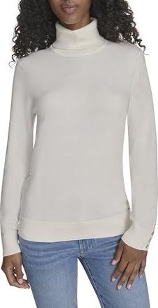 Tommy Hilfiger Pull &agrave; col roul&eacute; l&eacute;ger en Coton pour Femme, Ivoire, Taille M