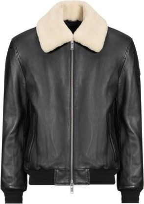 Moose Knuckles Blouson en cuir &agrave; col sherpa