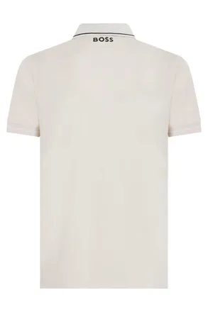 HUGO BOSS Mens Short Sleeve Polo Shirt Open White Polyester T-shirts And Polos