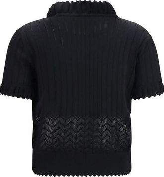Alexander McQueen Open-Knit Viscose T-Shirt - Black
