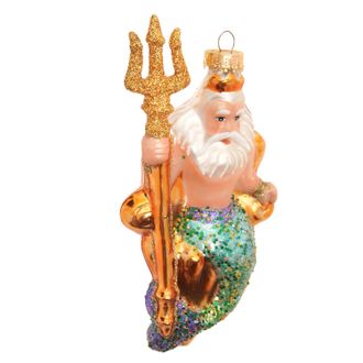 Krebs Glas Lauscha Weihnachtsdekoration/Christbaumschmuck aus Glas - Neptun - Farbe: Mehrfarbig - Gr&ouml;&szlig;e: ca. 15 cm